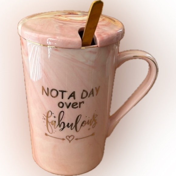 Other | Pink Marble Mug Not A Day Over Fabulous Latte Mug Wlid And ...